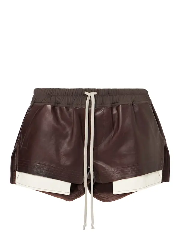 Rick Owens High-rise Leather Shorts - Brown