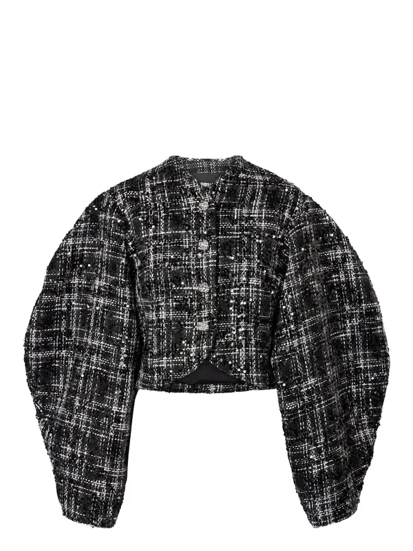 ROTATE BY BIRGER CHRISTENSEN Sequined Bouclé Jacket - Black