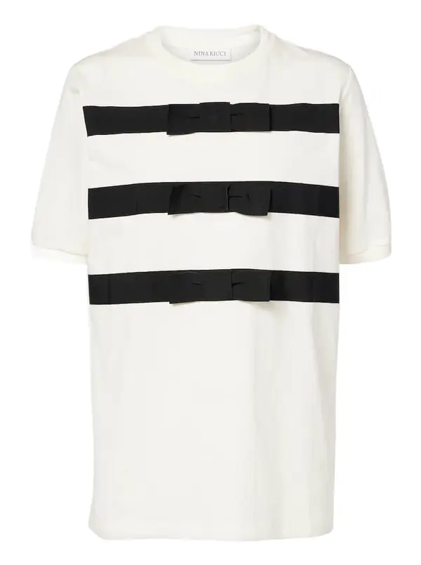 Nina Ricci Bow-detail Cotton Jersey T-shirt - White