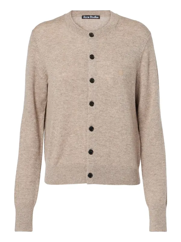 Acne Studios Keny Face Wool Cardigan - Grey