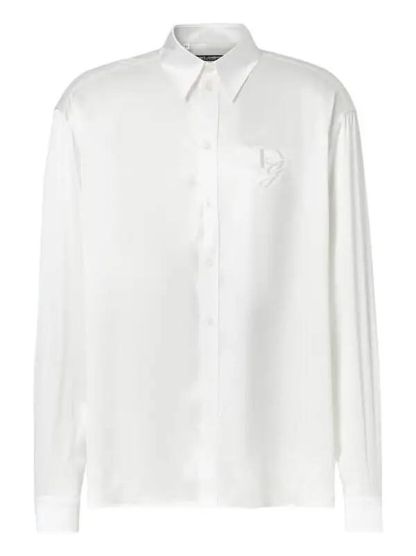 Dolce & Gabbana Silk Satin Tuxedo Shirt - White