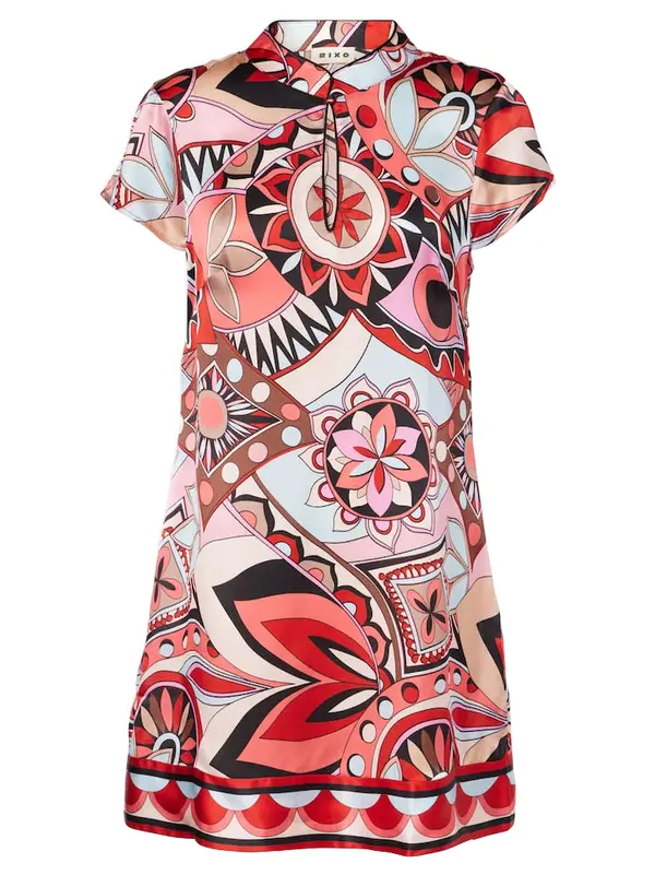 Rixo Printed Silk Minidress - Red