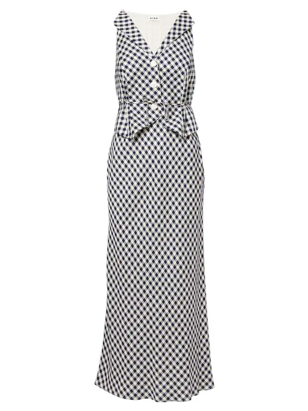 Rixo Kimmy Checked Maxi Dress - Blue