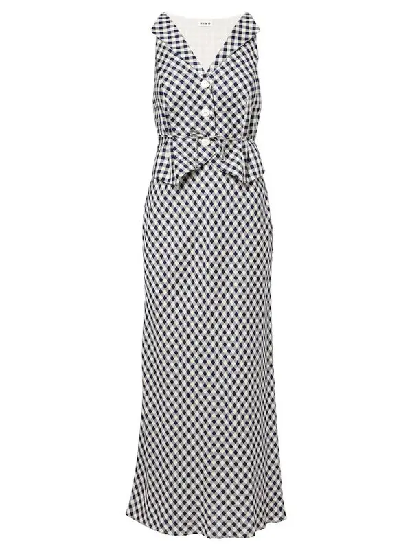 Rixo Kimmy Checked Maxi Dress - Blue