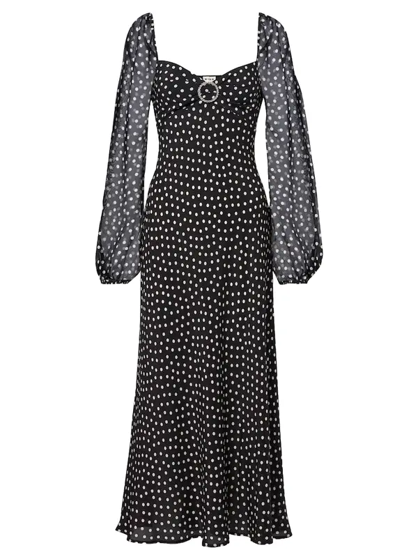 Rixo Ivy Polka-dot Maxi Dress - Black