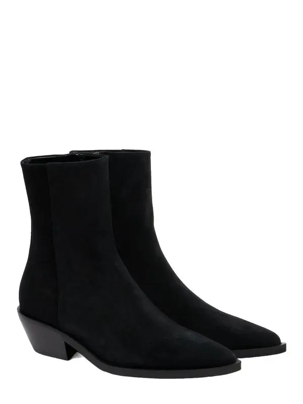 A.emery Hudson Suede Zip Up Ankle Boots - Black