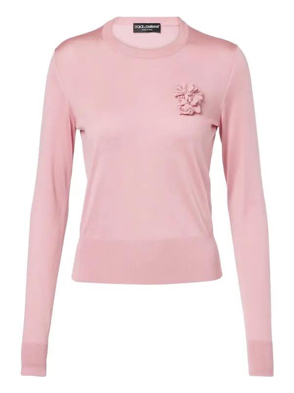 Dolce & Gabbana Floral-appliqué Sweater - Pink