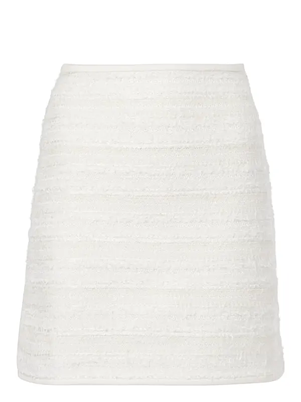 Nina Ricci Denim And Tweed Miniskirt - White