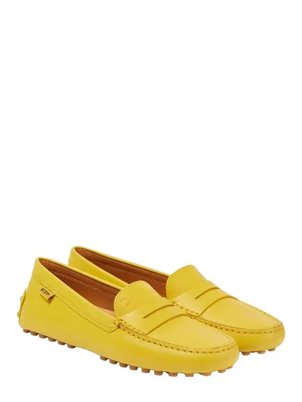 TOD'S Gommino Metallic Leather Driving Shoes - Gold
