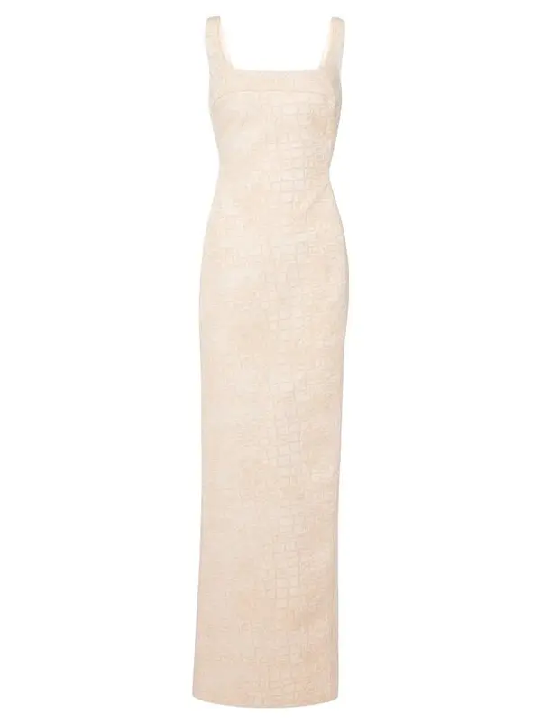Jacquemus De-nîmes Croc-effect Cotton Maxi Dress - Beige