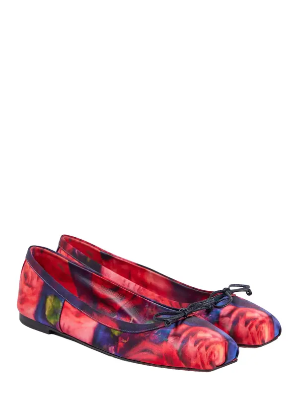 CHRISTIAN LOUBOUTIN Mamadrague Floral Satin Ballet Flats - Multicoloured