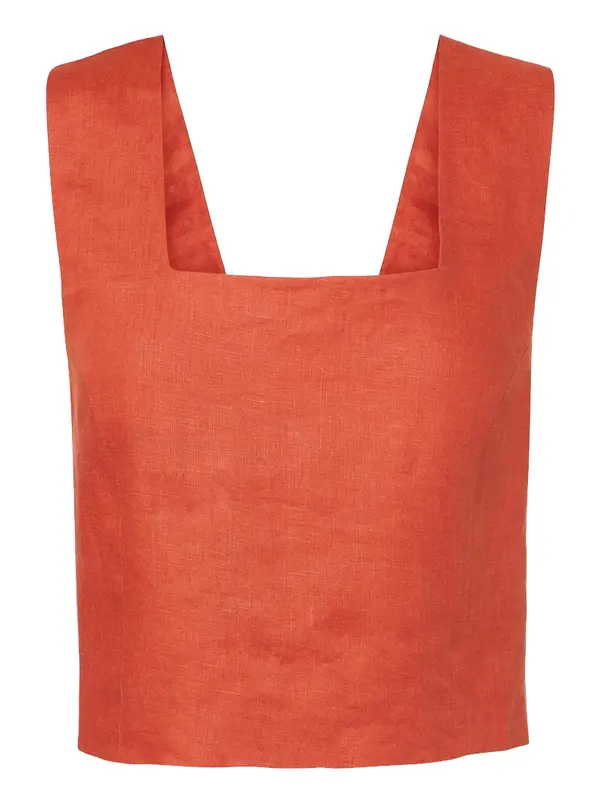 Asceno Cozumel Linen Top - Orange