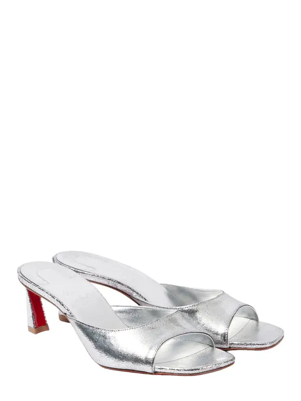 CHRISTIAN LOUBOUTIN Condora 55 Metallic Mules - Silver