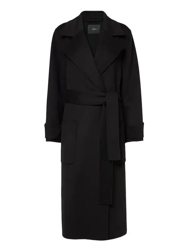JOSEPH Arline Wool And Cashmere Wrap Coat - Black