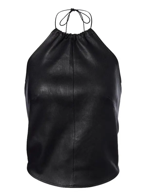 Stouls Rosie Halterneck Leather Top - Black