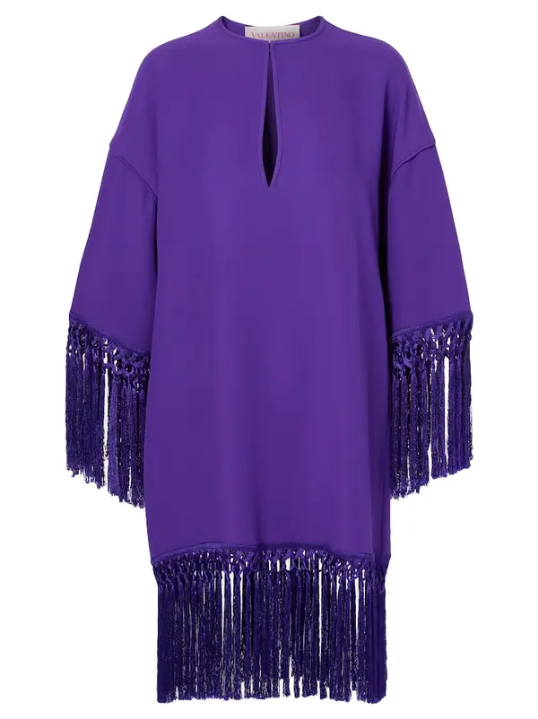 Valentino Garavani Cady Couture Fringed Minidress - Purple