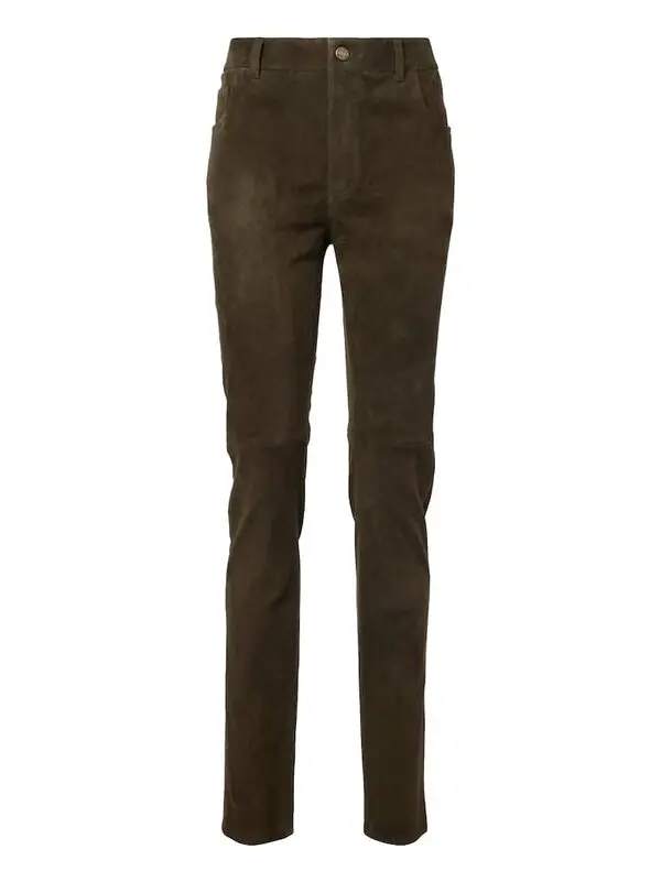 Chloé Suede Slim Pants - Brown