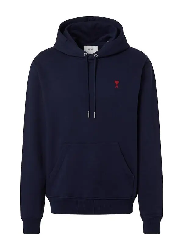 AMI Paris De Cœur Cotton Fleece Hoodie - Blue