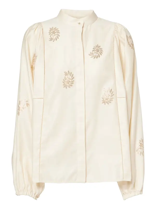 Max Mara Caladio Embellished Blouse - White