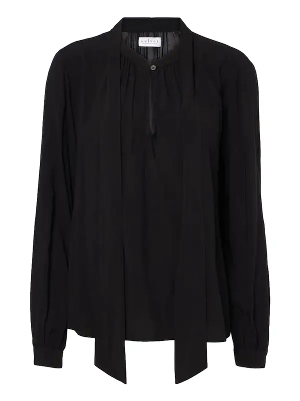 Velvet By Graham & Spencer Gabrielle Draped Rayon Challis Blouse - Black