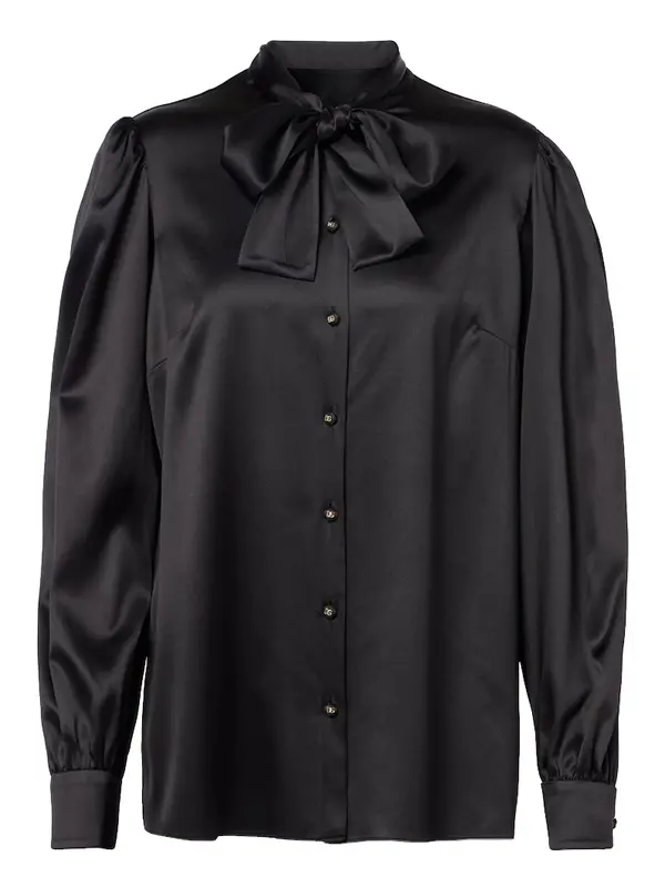 Dolce & Gabbana Tie-neck Silk-blend Blouse - Black