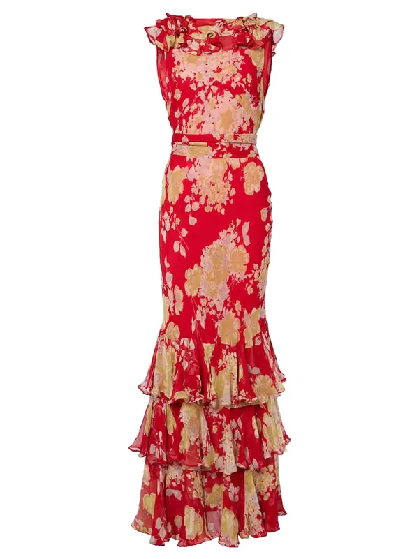 Rixo Rio Floral Gown - Red