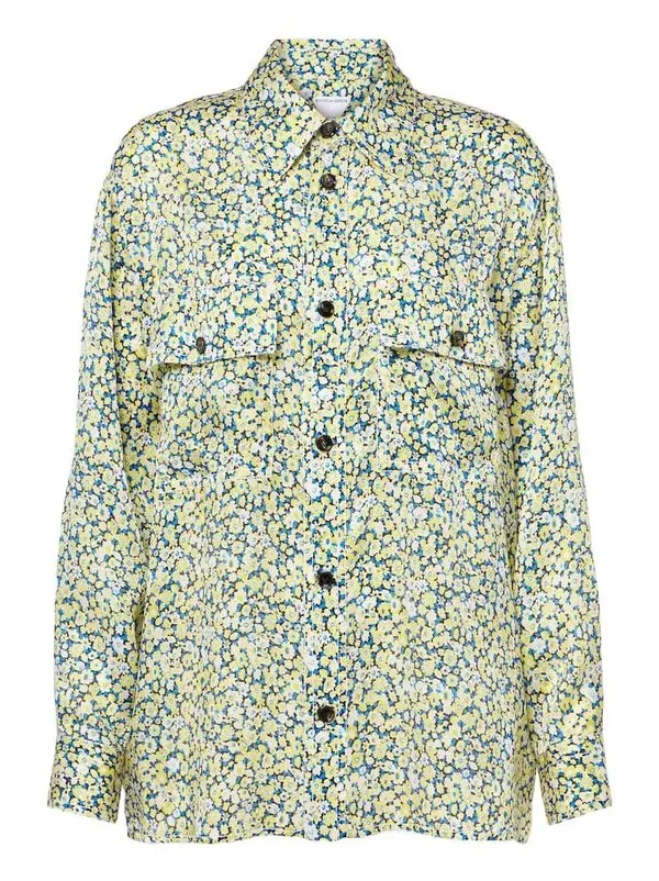Bottega Veneta Daisy Floral Silk Charmeuse Shirt - Multicoloured