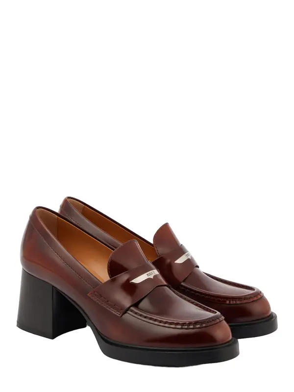 TOD'S 65 Leather Loafer Pumps - Brown