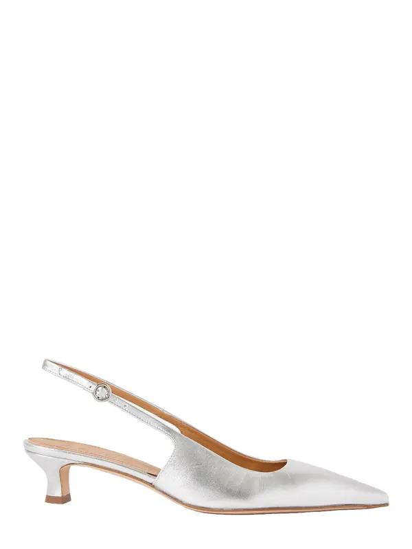 AeydĒ Catrina Metallic Leather Slingback Pumps - Silver
