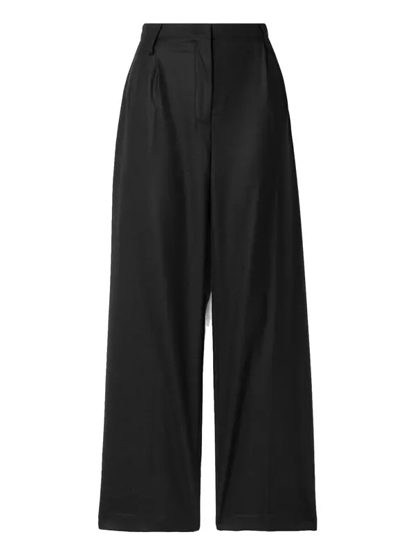 INTERIOR The Ren Pleated Wool-twill Pants - Black