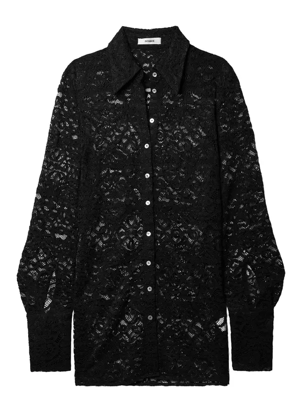 INTERIOR The Emma Corded Lace Shirt - Black