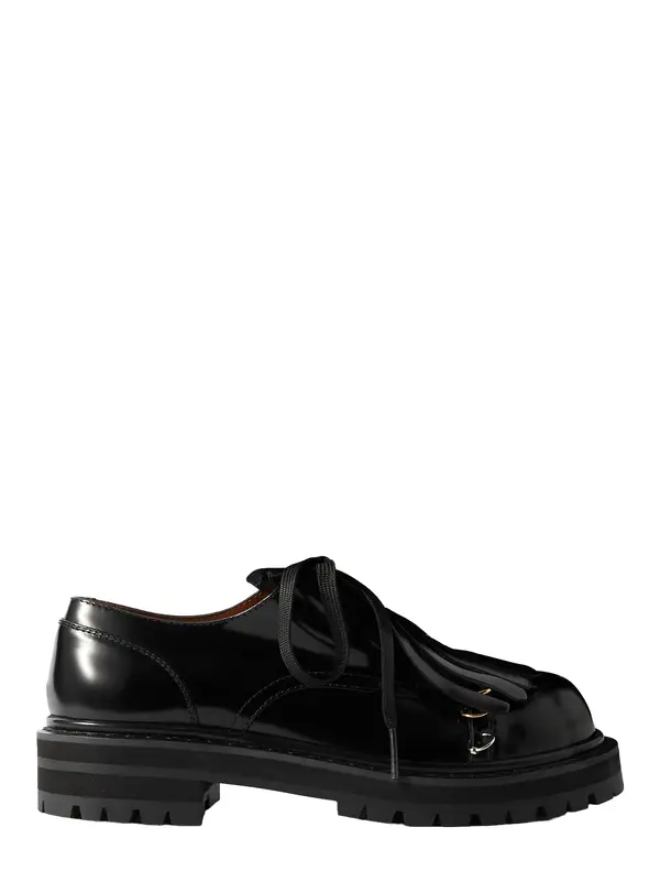 Marni Dada Embellished Fringed Derby Shoes - Black
