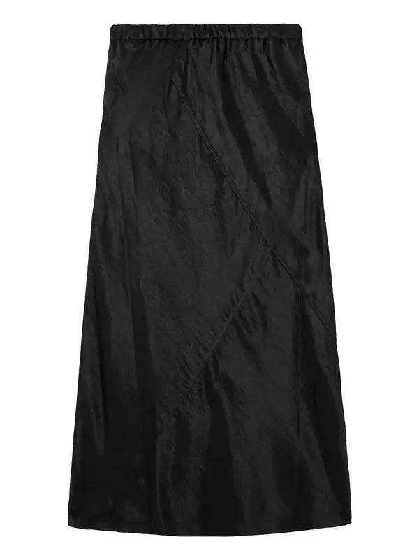 LAUREN MANOOGIAN Net Sustain Crinkled-satin Midi Skirt - Black