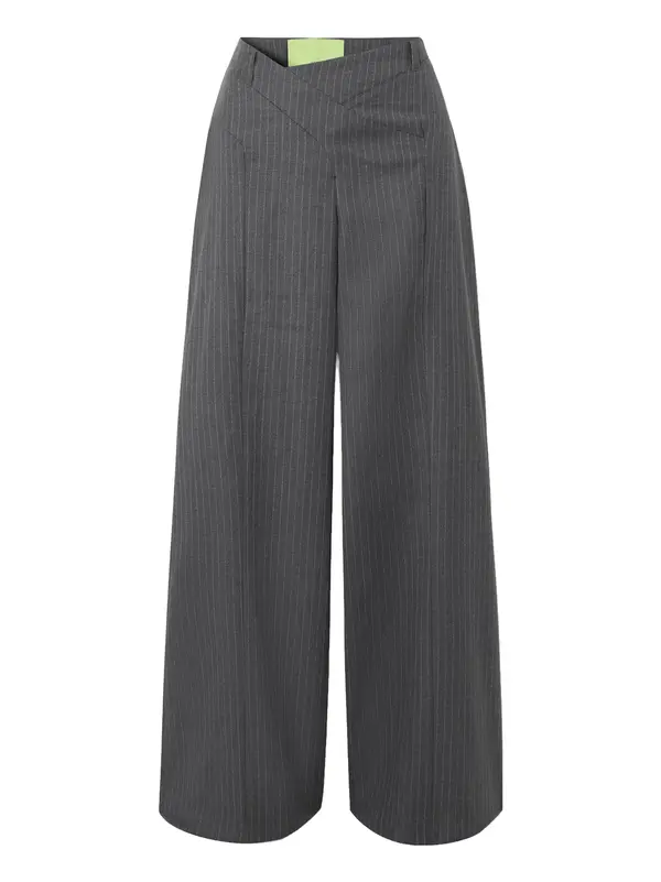 Gauge81 Tora Pinstriped Wool Wide-leg Pants - Gray