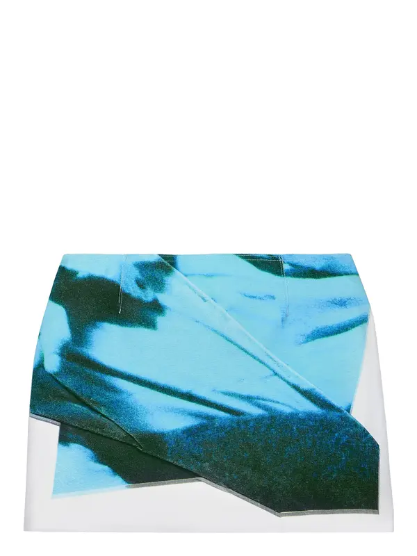 16Arlington Delta Printed Crepe Mini Skirt - Blue