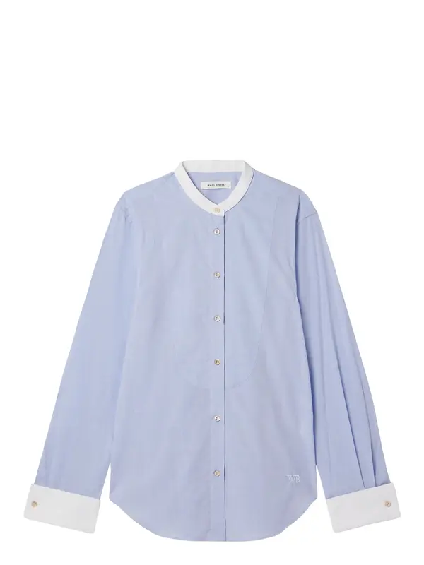 WALES BONNER River Embroidered Cotton-chambray Shirt - Blue