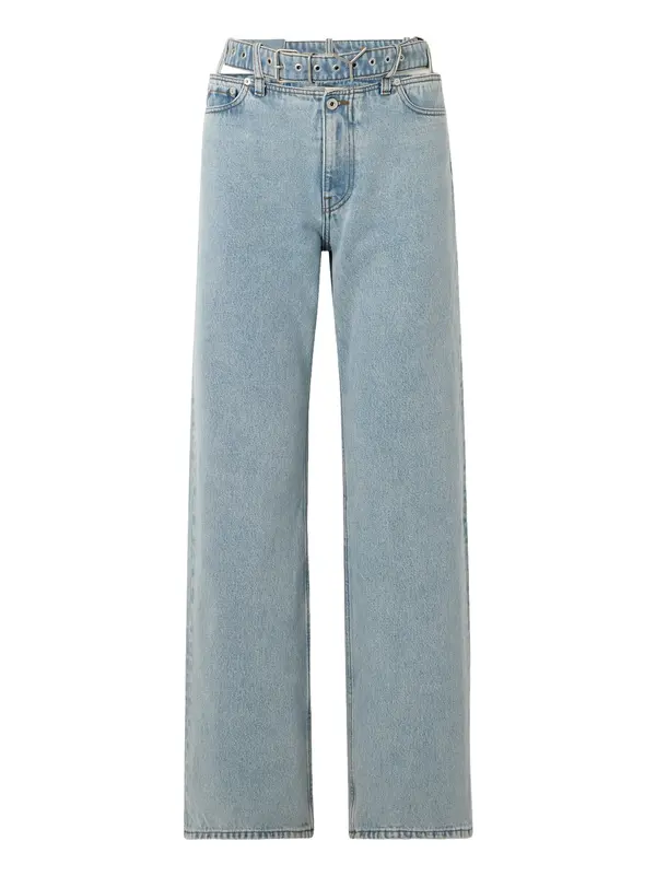 Y/project Evergreen Belted Cut-out High-rise Straight-leg Jeans - Blue