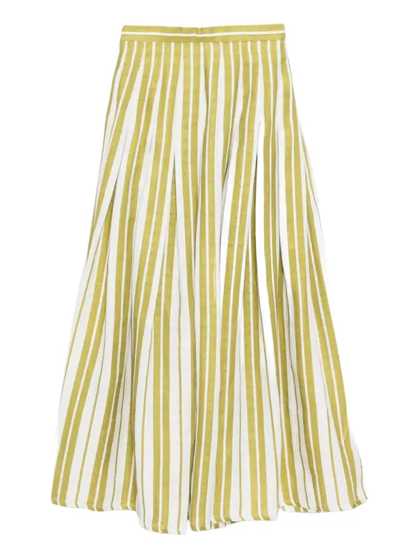 BAMBAH Striped Pleated Skirt - Green