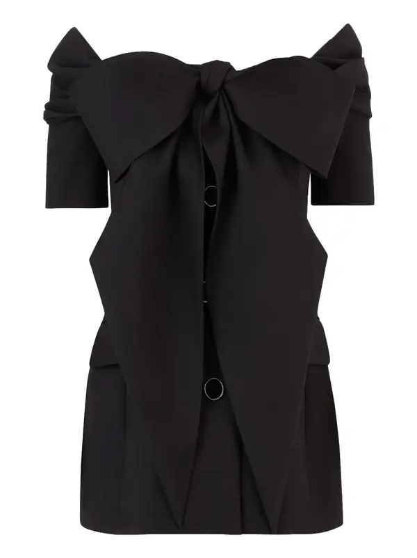 Nina Ricci Off-shoulder Wool Gabardine Jacket - Black
