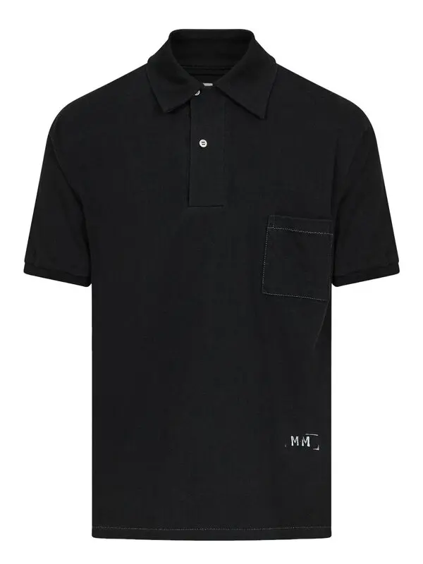 MAISON MARGIELA Logo-print Polo Shirt - Black