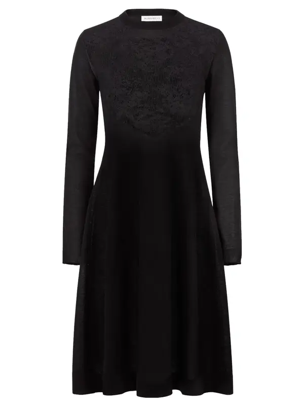 Nina Ricci Lace Detailing Midi Dress - Black