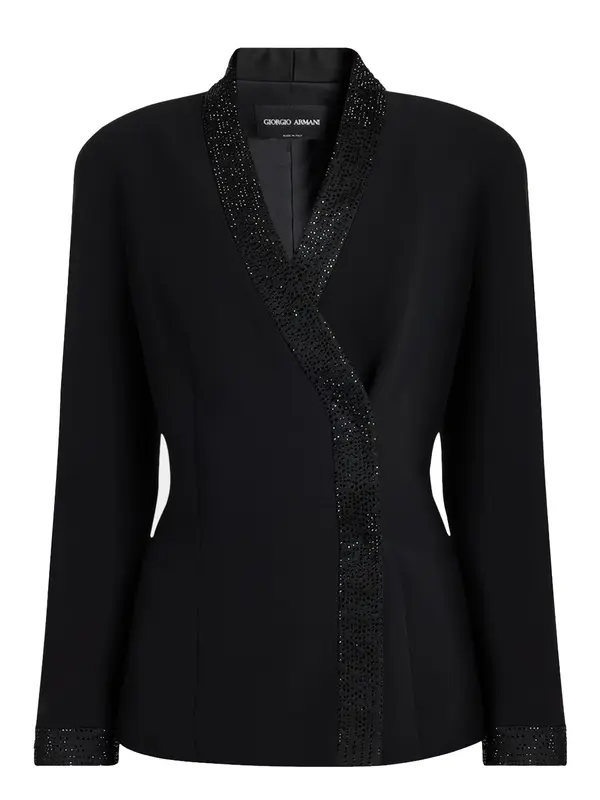 Giorgio Armani Strass Embellished Asymmetric Jacket - Solid Black