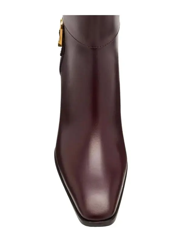 Saint Laurent Julia 75 Knee-high Leather Boots - Wine