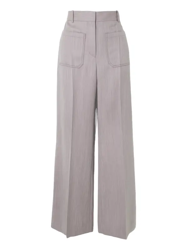 Victoria Beckham Alina Textured-wool Wide-leg Pants - Gray