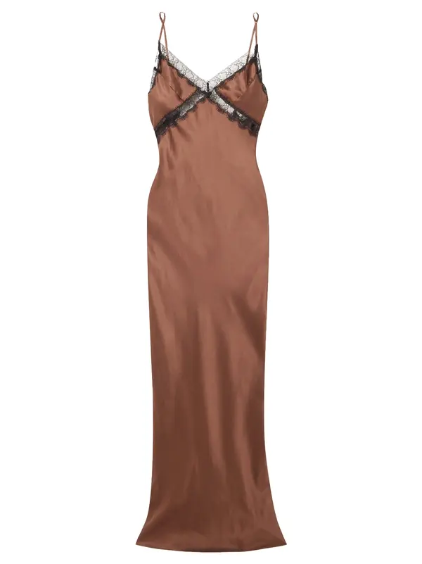 Kiki De Montparnasse Lace-trimmed Maxi Dress - Brown