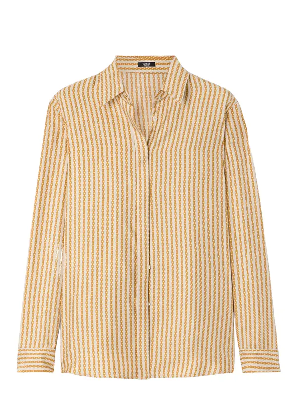 Versace Printed Silk-twill Shirt - Yellow