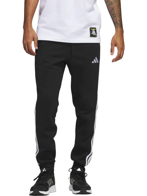 Adidas Essentials 3-stripes Fleece Pants - Black / White