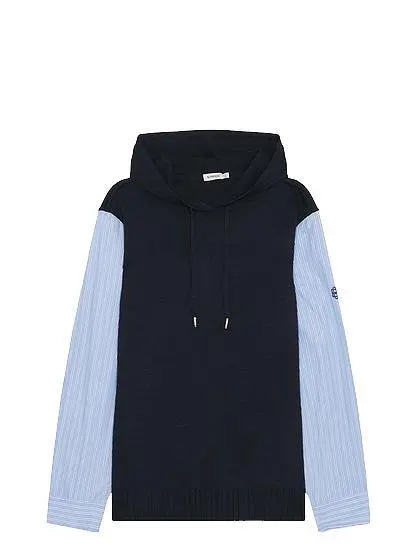 Simkhai Knit Woven Combo Hoodie - Midnight Combo