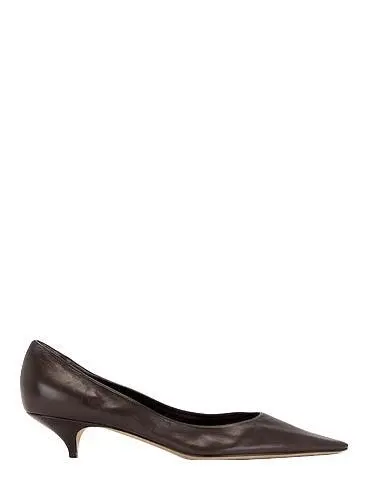 THE ROW Uxor Kitten Heel Pumps - Laquer Brown