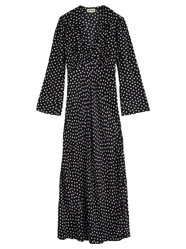 Rixo Lynne Polka Dot Midi Dress - Black